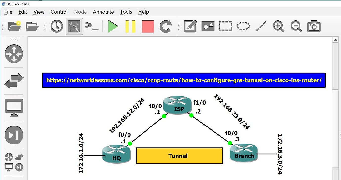 How to configure GRE Tunnel on Cisco IOS Router - Lessons Discussion - NetworkLessons.com ...